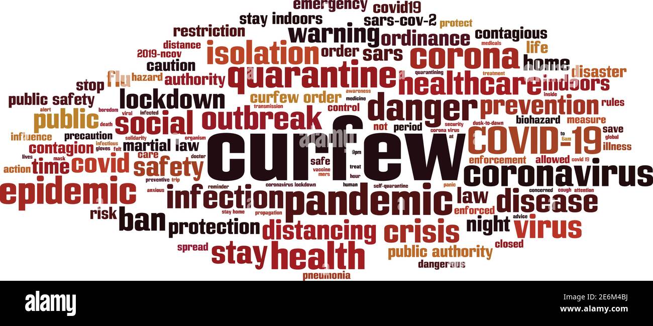 Curfew word cloud concept. Collage made of words about curfew. Vector ...
