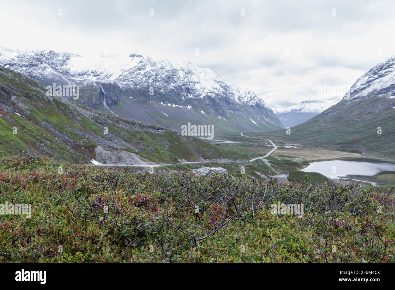 Hiking in the beautiful area of Trollstigen mountain pass in Norway ...