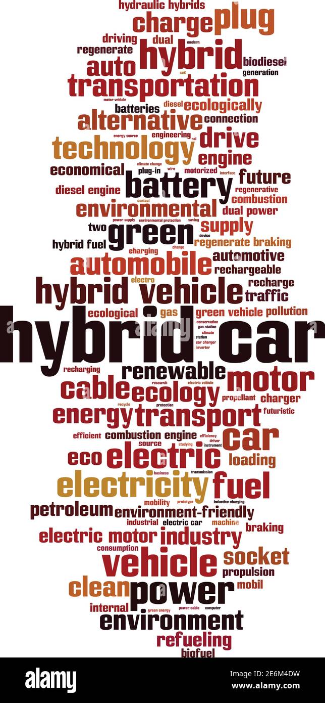 Hybrid car word cloud concept. Collage made of words about hybrid car ...