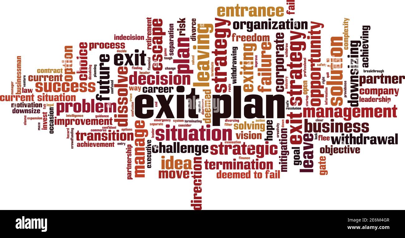 Exit plan word cloud concept. Collage made of words about exit plan ...