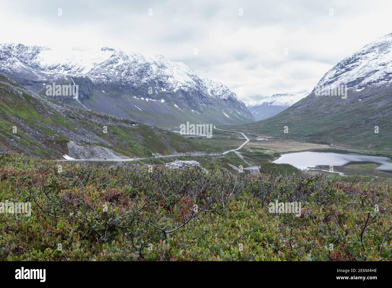 Hiking in the beautiful area of Trollstigen mountain pass in Norway ...