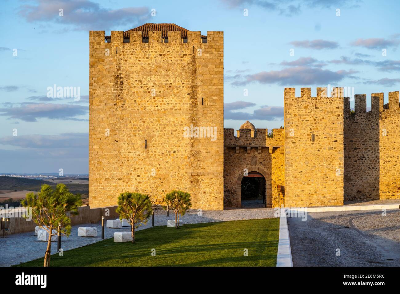 Entrance to castle by sunset, Elvas, Alentejo, Portugal Stock Photo - Alamy