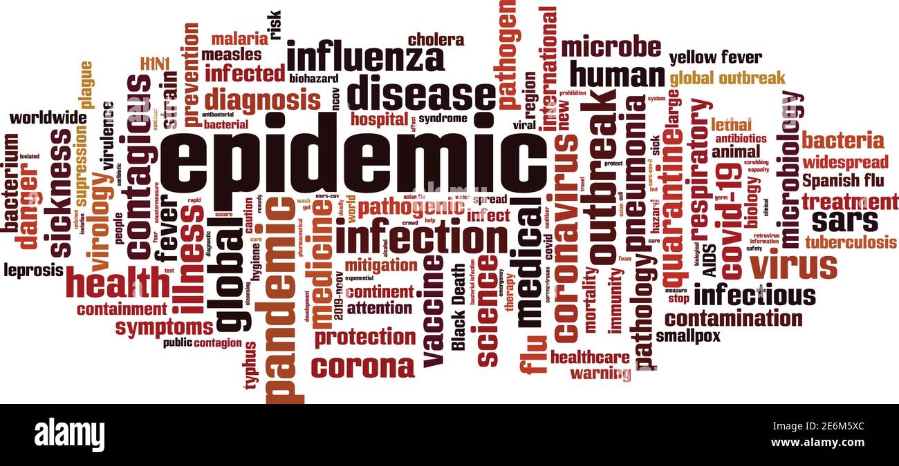 Epidemic word cloud concept. Collage made of words about epidemic ...