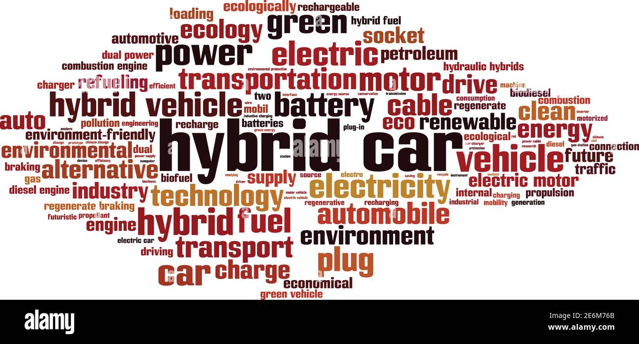 Hybrid car word cloud concept. Collage made of words about hybrid car ...