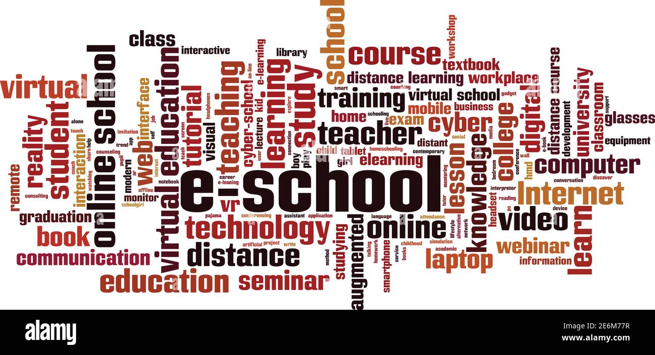 E-school word cloud concept. Collage made of words about e-school ...
