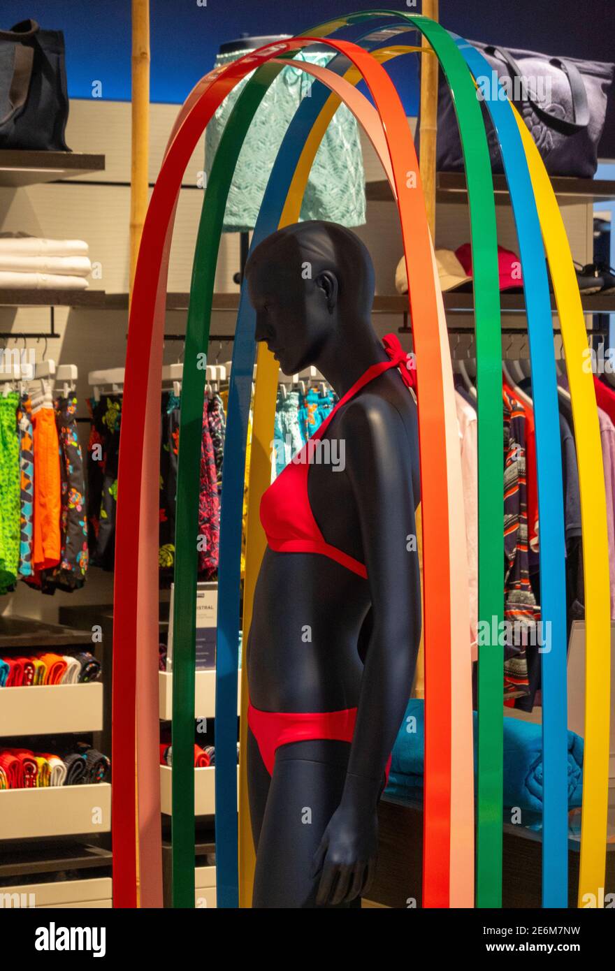 bathing suit window display in shop at Hudson Yards New York City Stock ...