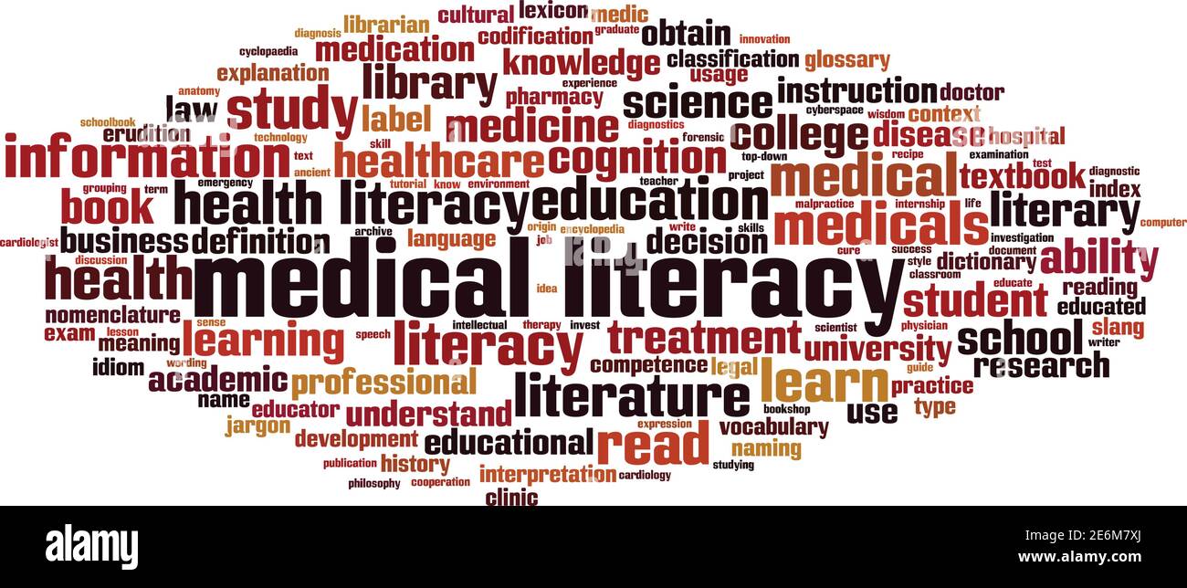 Medical literacy word cloud concept. Collage made of words about ...