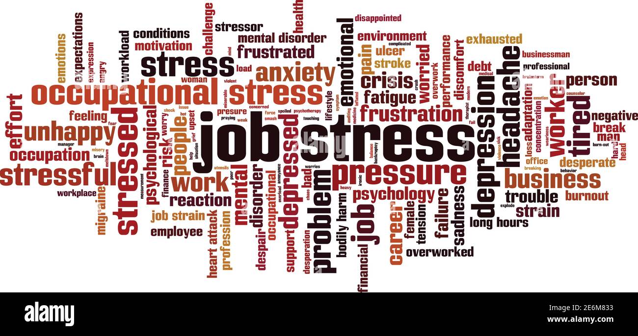 Job stress word cloud concept. Collage made of words about job stress ...