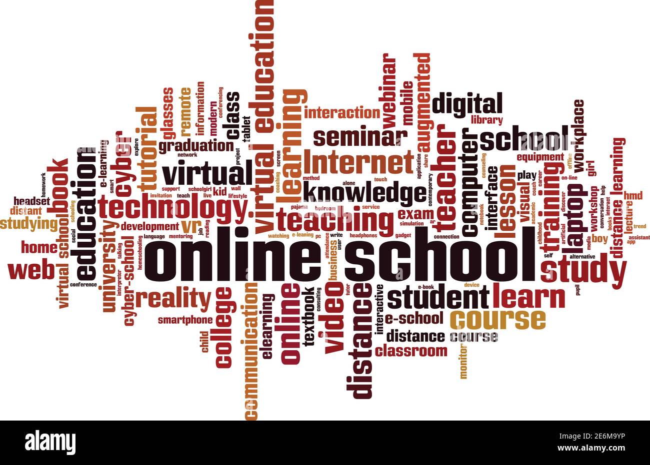 Online school word cloud concept. Collage made of words about online ...