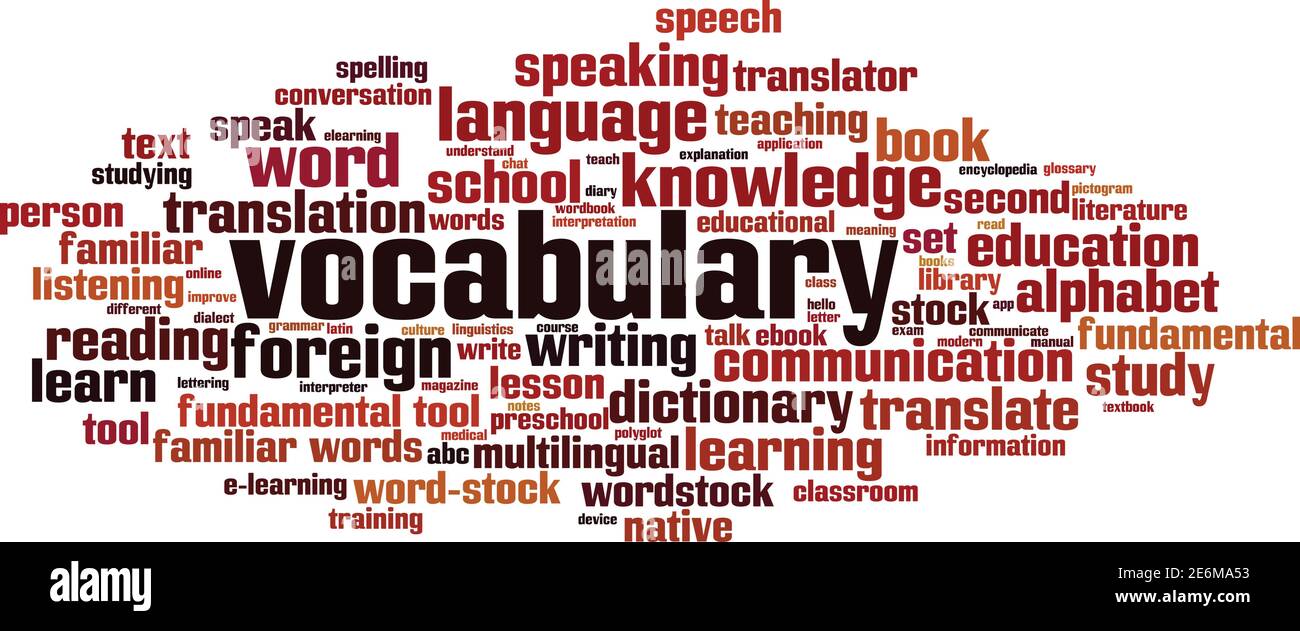 Vocabulary word cloud concept. Collage made of words about vocabulary ...