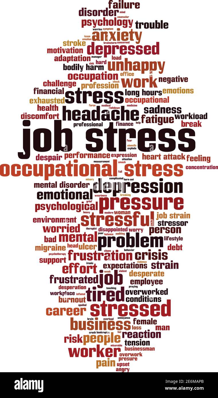 Job stress word cloud concept. Collage made of words about job stress ...