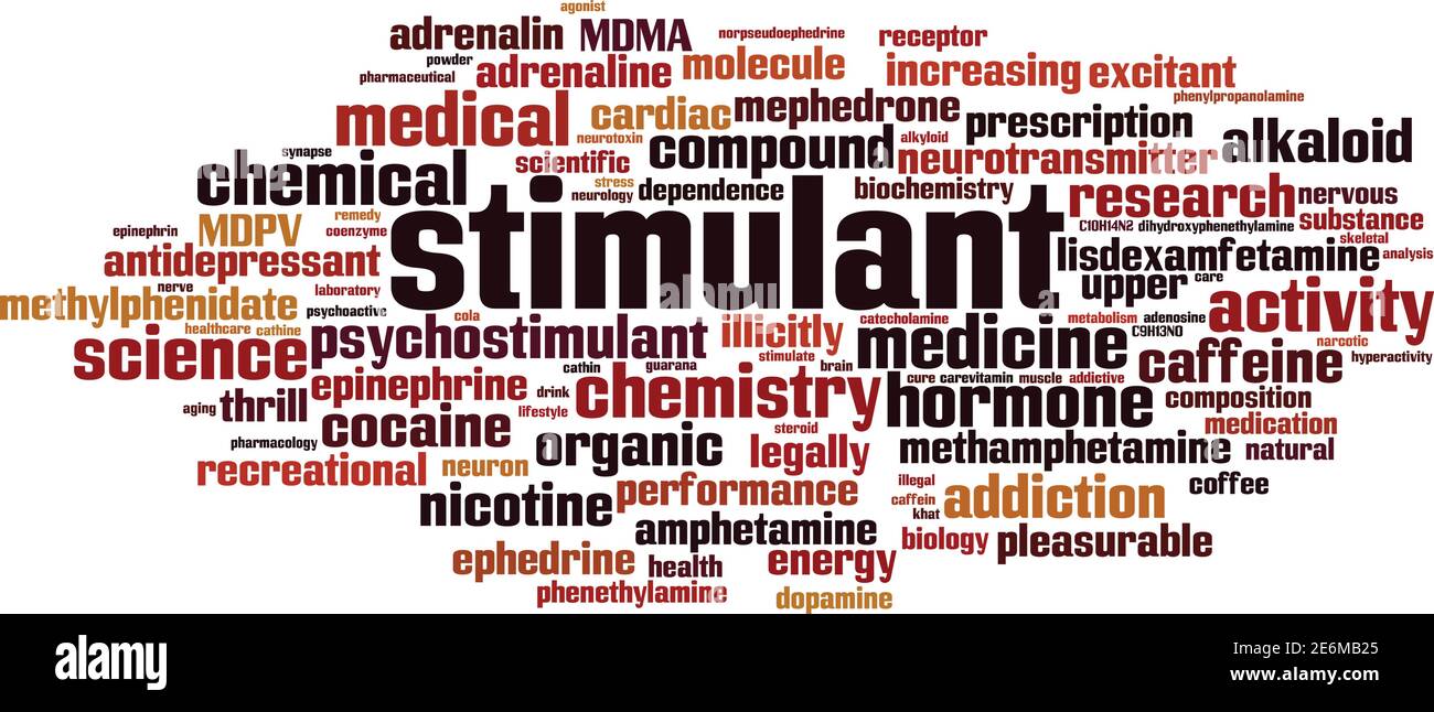 Stimulant word cloud concept. Collage made of words about stimulant ...