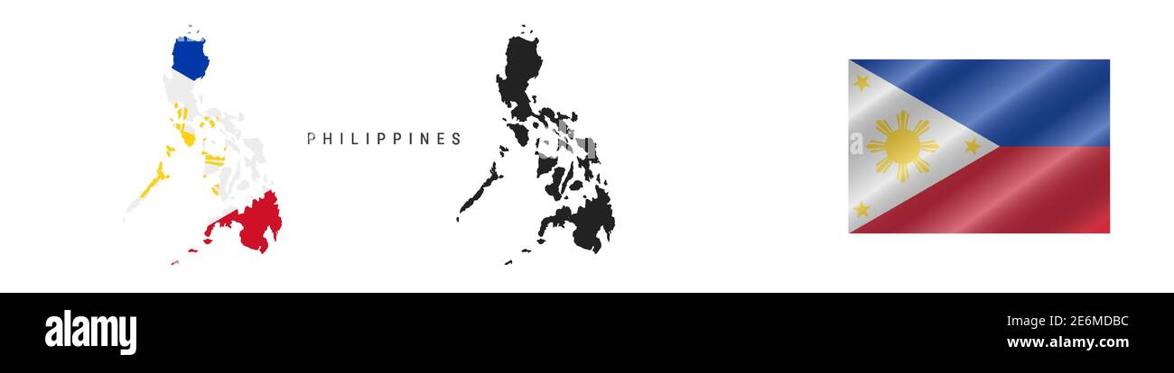 Philippines Map With Masked Flag Detailed Silhouette Waving Flag