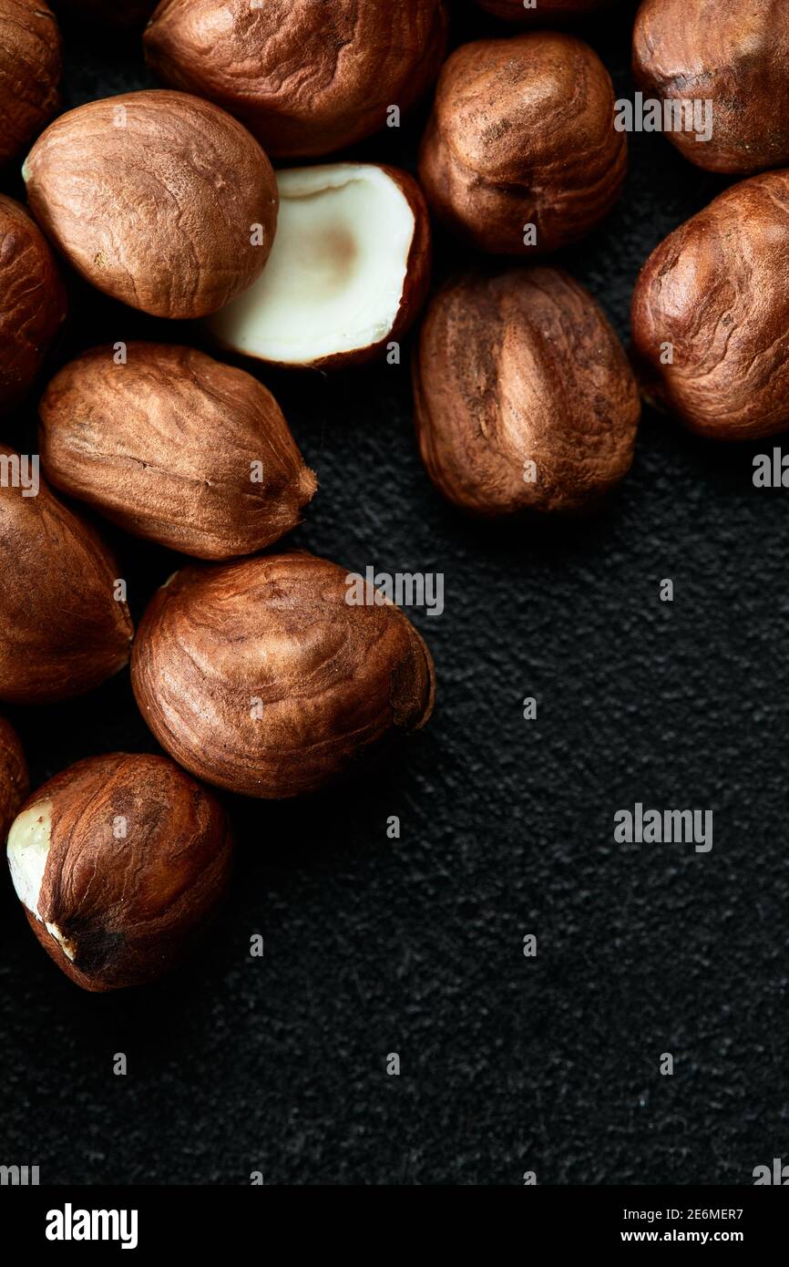 Close up of Hazelnut kernels - Food Frame Background, macro detailed ...