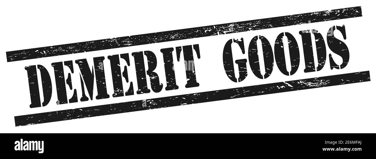 DEMERIT GOODS text on black grungy rectangle vintage stamp Stock Photo ...