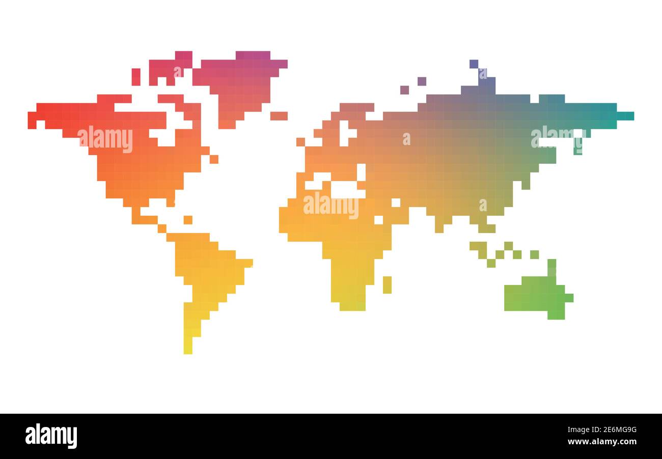 Colorful world map mosaic of small squares. Vector illustration Stock ...