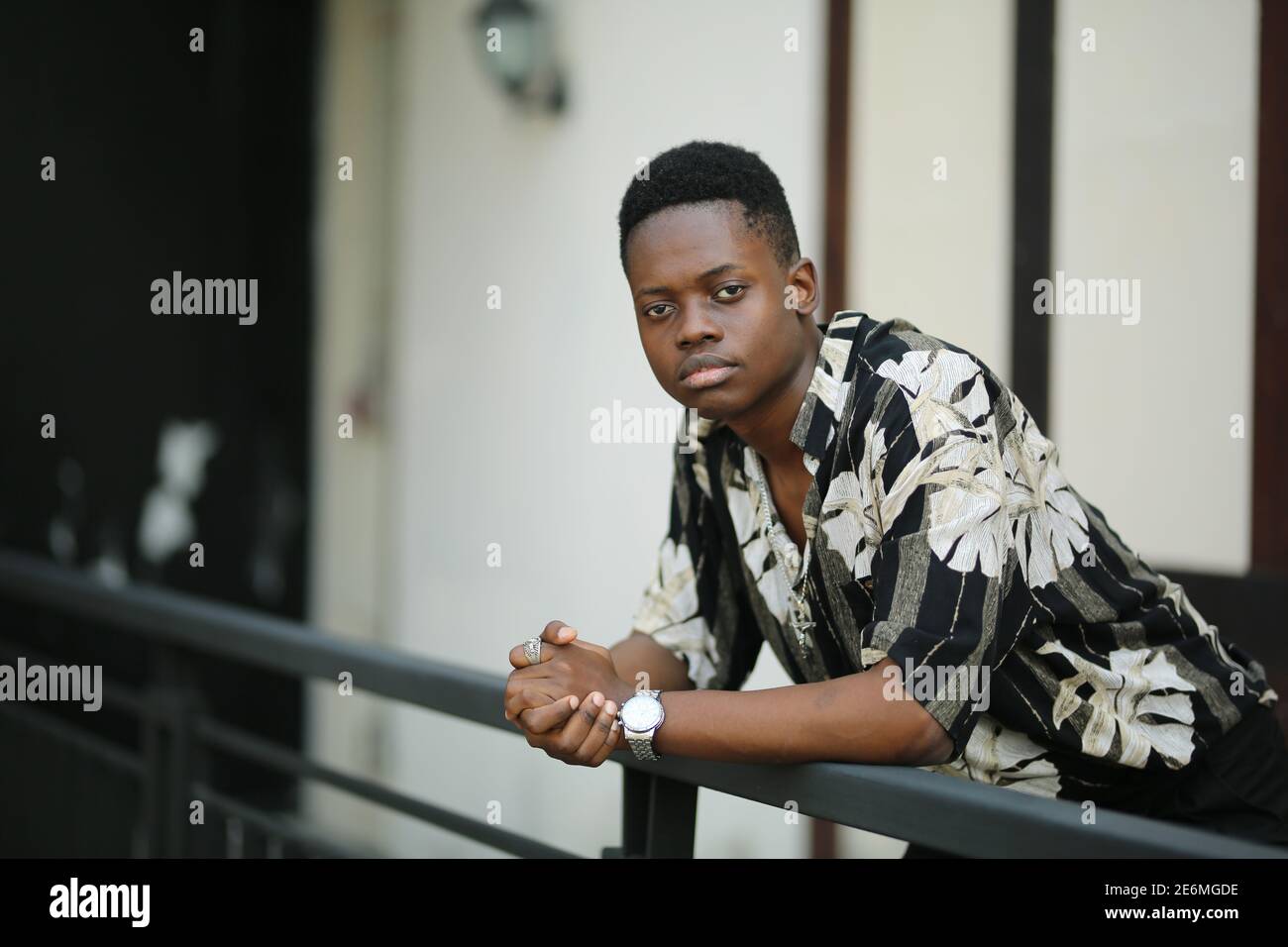 Portrait of young handsome afro black man posing outdoor Stock Photo ...