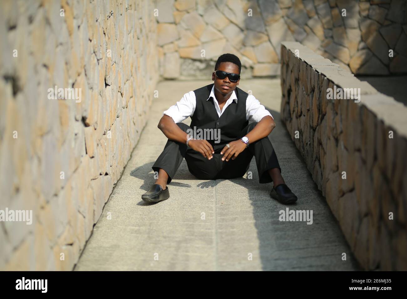 Portrait of young handsome afro black man posing outdoor Stock Photo ...