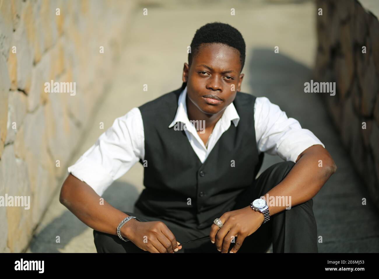 Outdoor portrait excited young african hi-res stock photography and ...