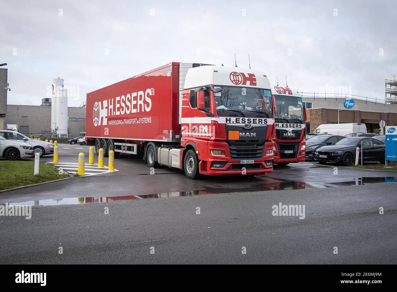 Illustration picture shows a H Essers truck leaving the Pfizer ...