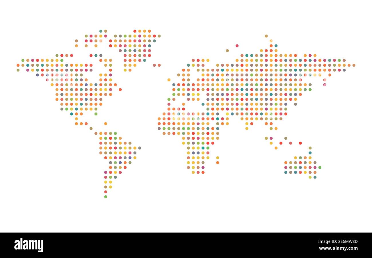 Colorful world map mosaic of small dots. Vector illustration Stock ...