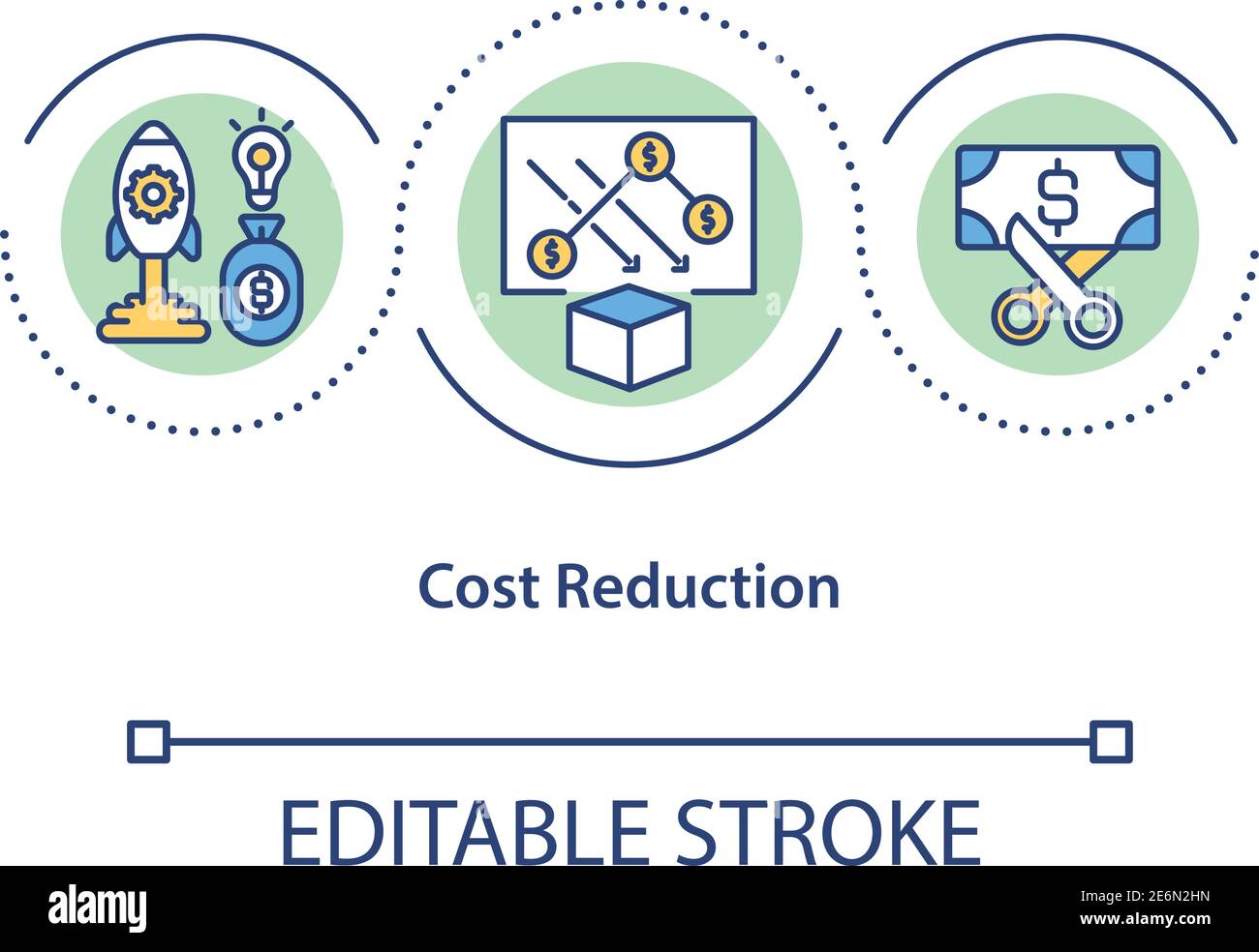 Cost reduction concept icon. Cutting down all product and service ...