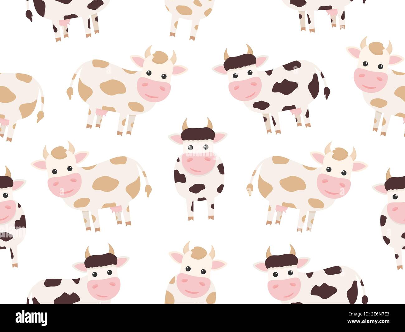 Cute cow seamless pattern. Vector farm animal background Stock Vector ...