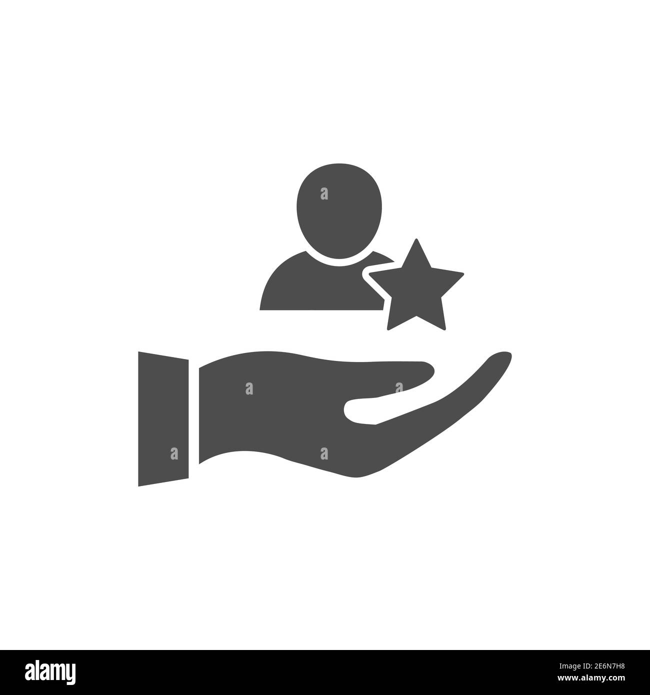 People with stars on hand icon. Qualified business team. Rating ...
