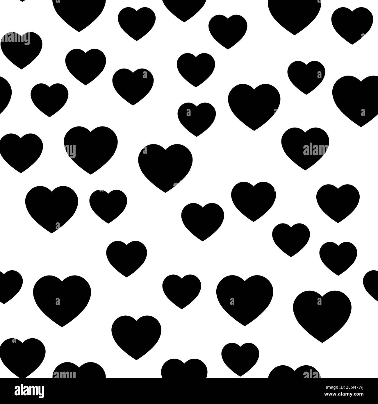 Black heart silhouettes seamless pattern. Random scattered hearts ...