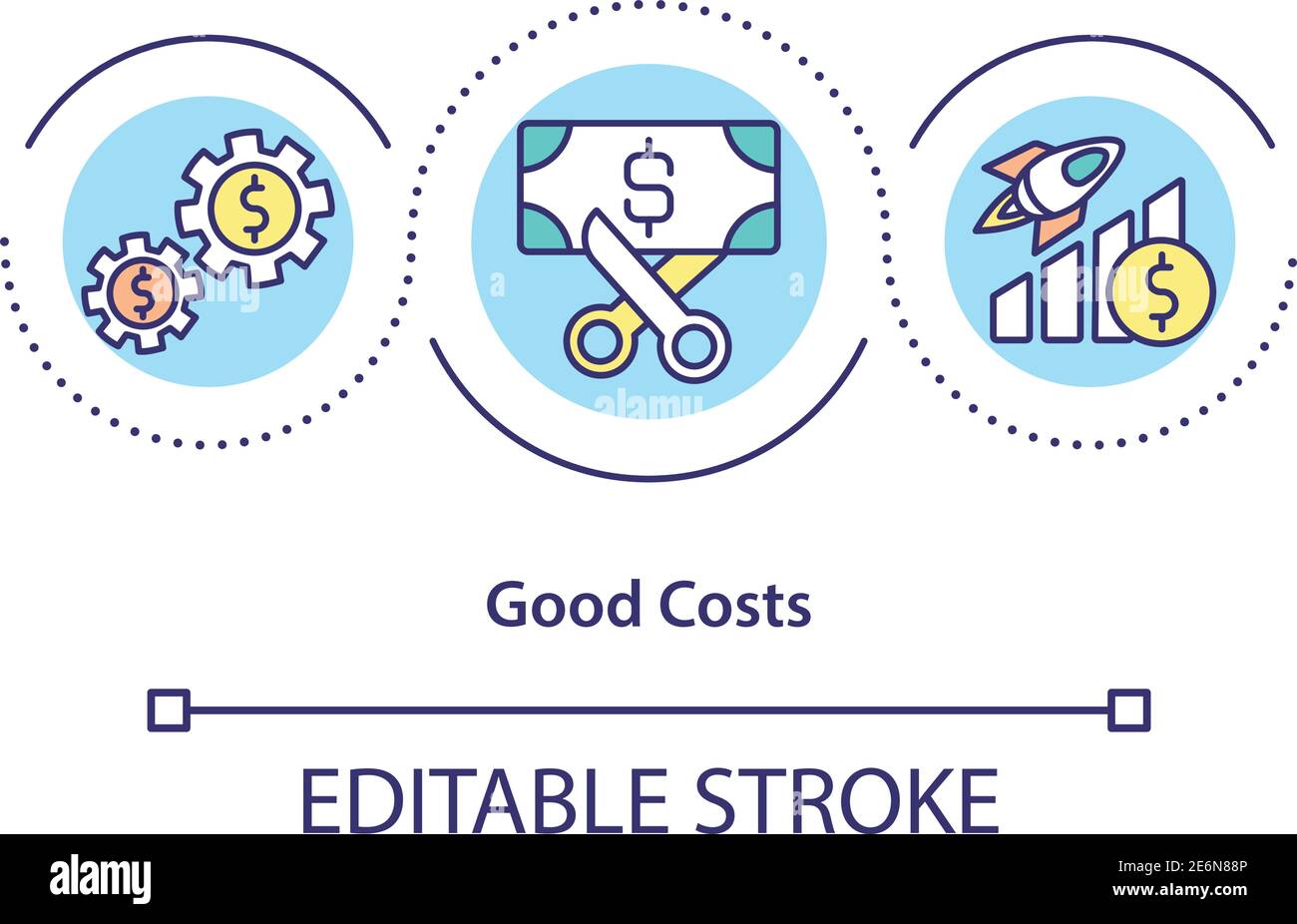 Good costs concept icon. Focus on the companys growth. Meet needs of ...