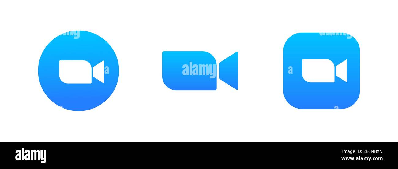 Blue camera icon set logo. Live media streaming application for the ...