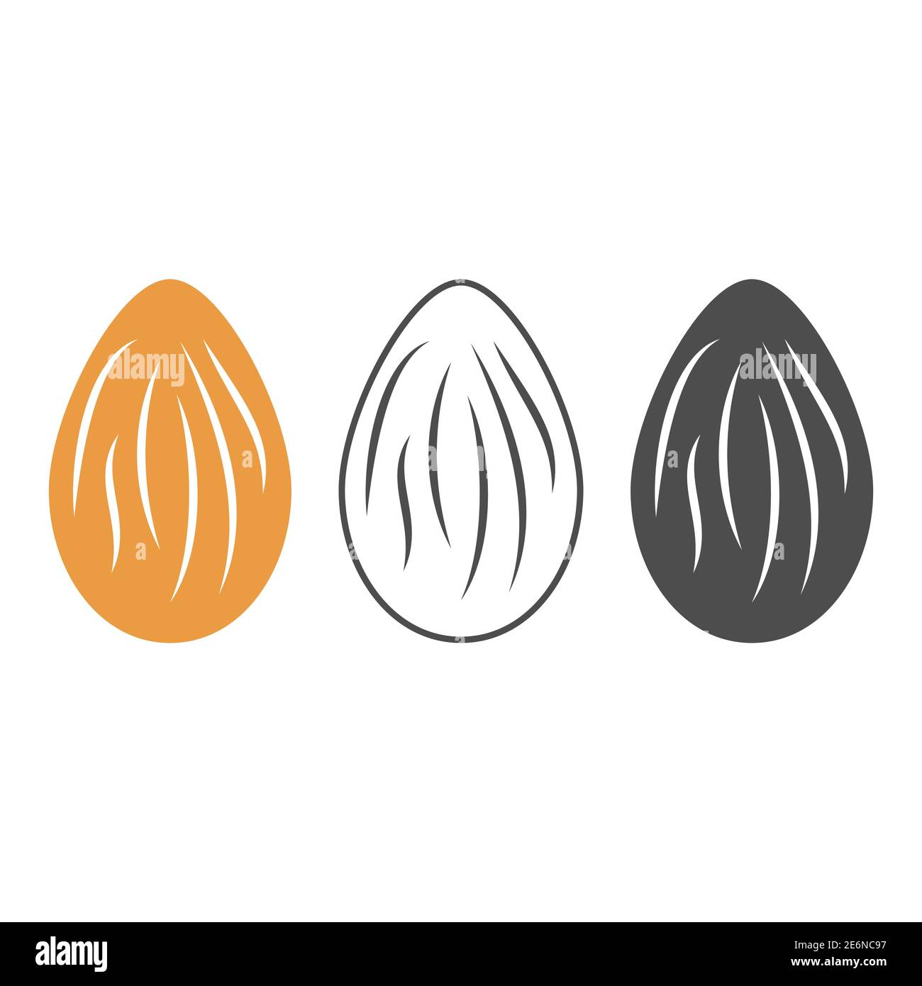 Almond icon set. Natural healhty food symbol collection. Vector ...