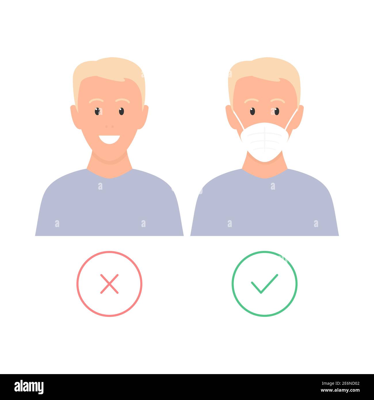 Man wear with and without medical mask. People in flu mask for poster ...