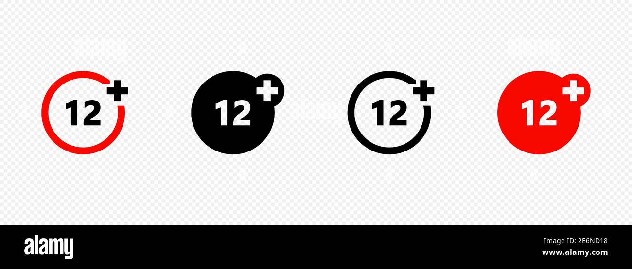 Set of age restriction icons. 12 age limit concept. Adults content icon ...