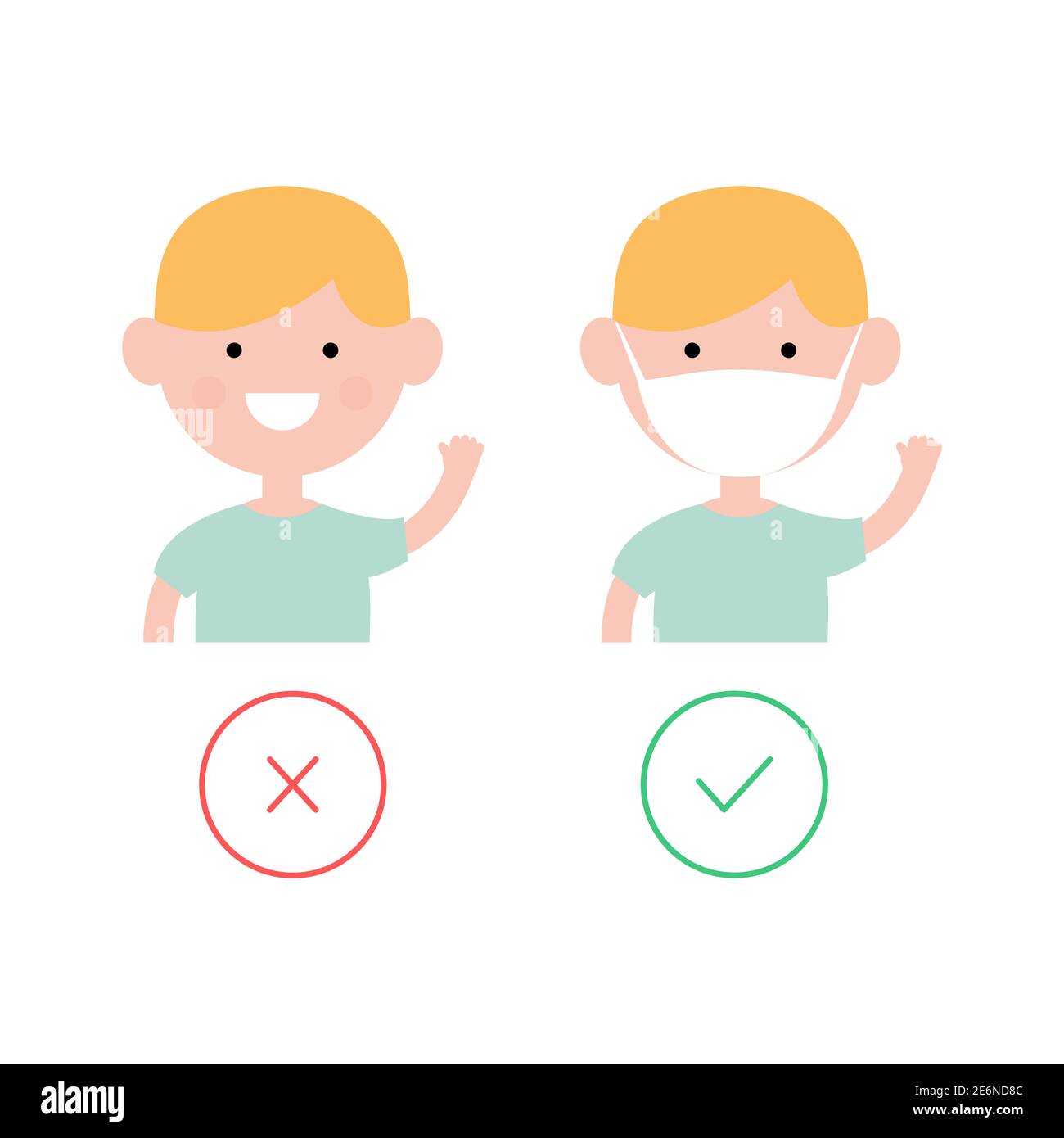 Boy with facemask Stock Vector Images - Alamy