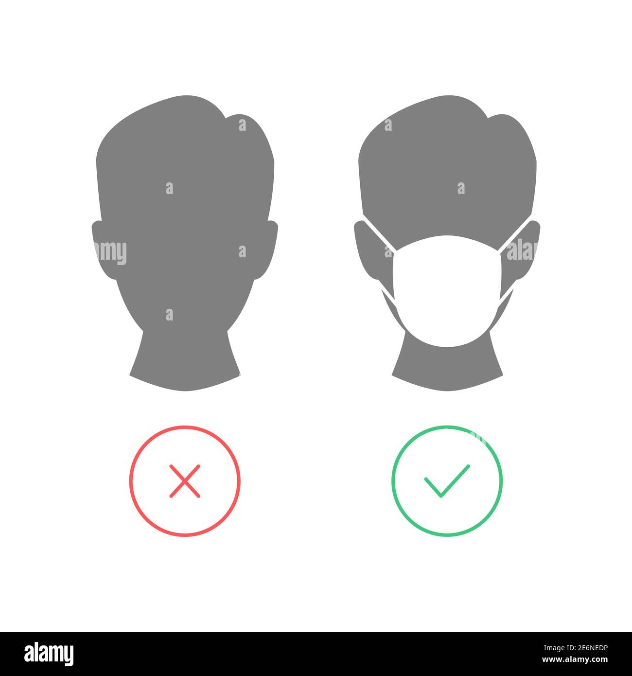 Men head with protective mask. No entry without face mask icon ...