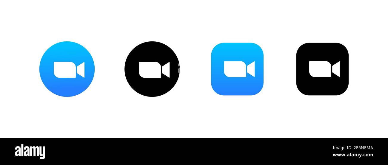 Blue camera icon set logo. Live video call concept. Can be used for ...