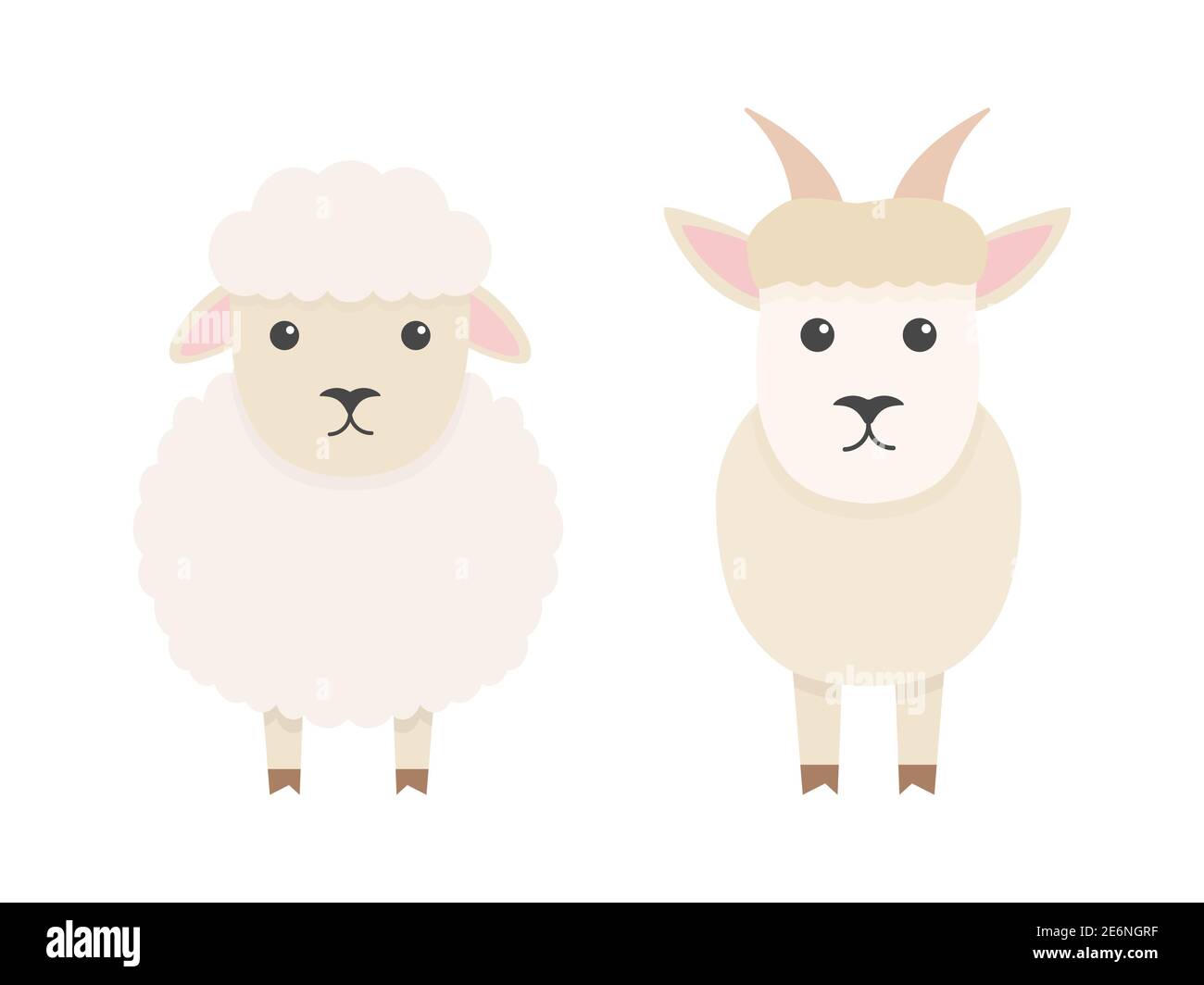 Cute sheep and goat character set. Cartoon farm animals collection ...