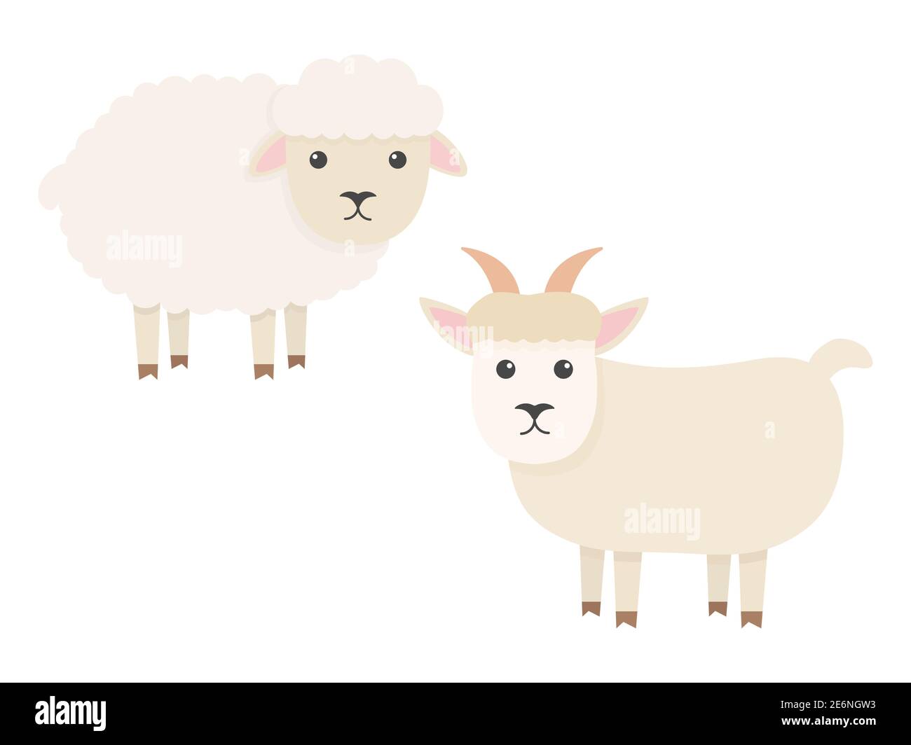 Cute sheep and goat character set. Cartoon farm animals collection ...
