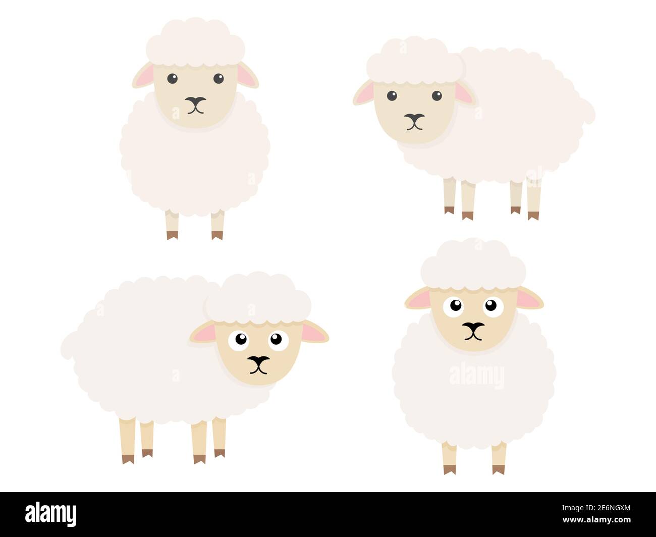 Cute sheeps character set. Cartoon farm animals collection. Vector ...
