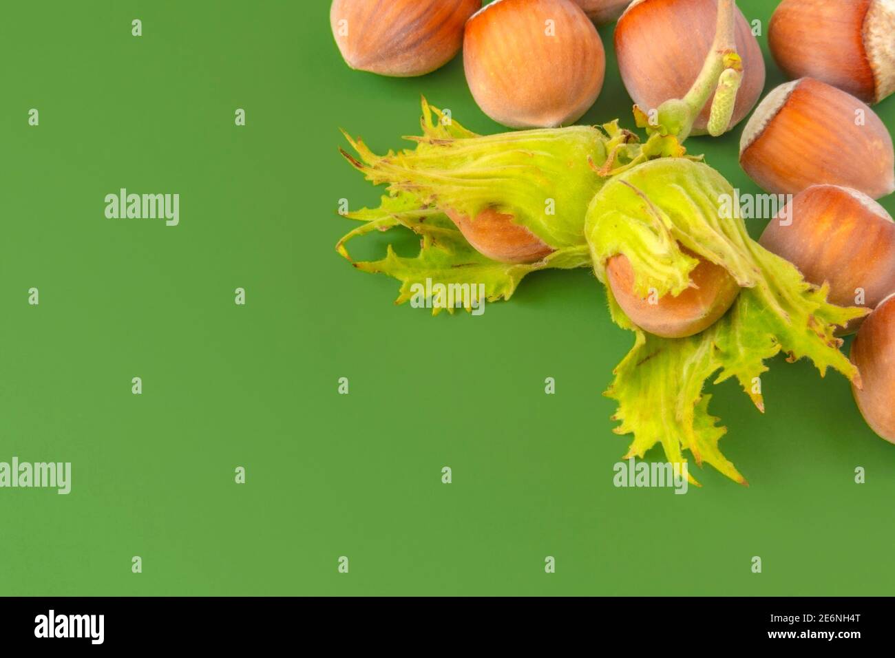 Hazelnuts shell green leaf on hi-res stock photography and images - Alamy