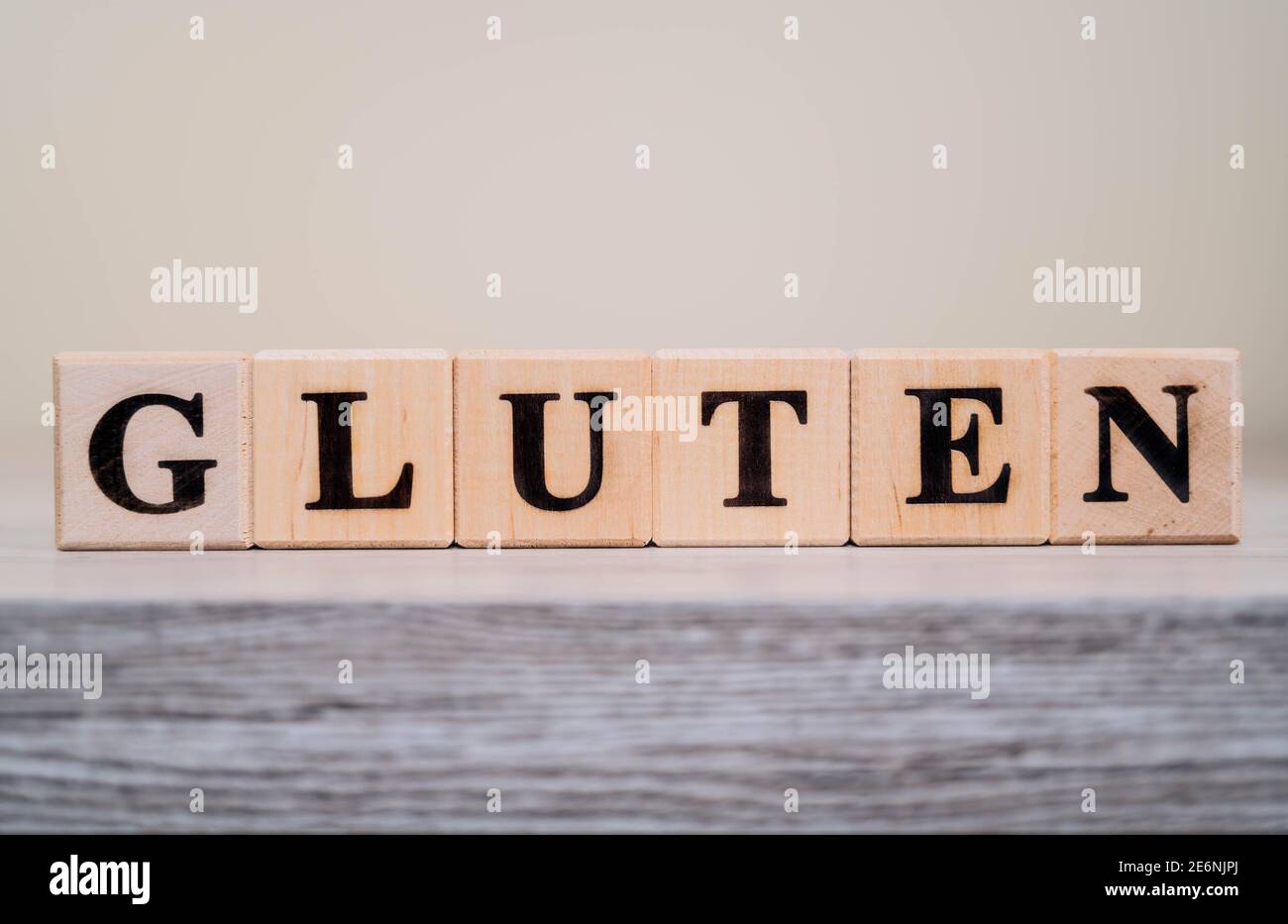 Word GLUTEN on wood blocks. GLUTEN letter text written on wood blocks ...