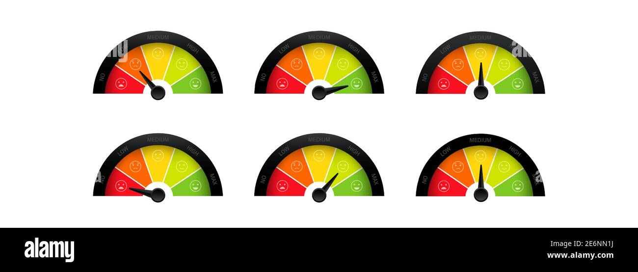 Mood scale icon set. Face satisfaction emoticon happiness smile ...