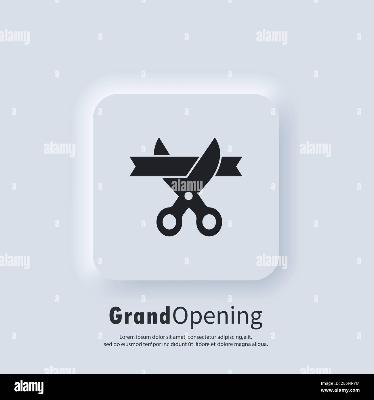 Grand opening icon. Scissors cutting ribbon. Vector. UI icon. Opening ...