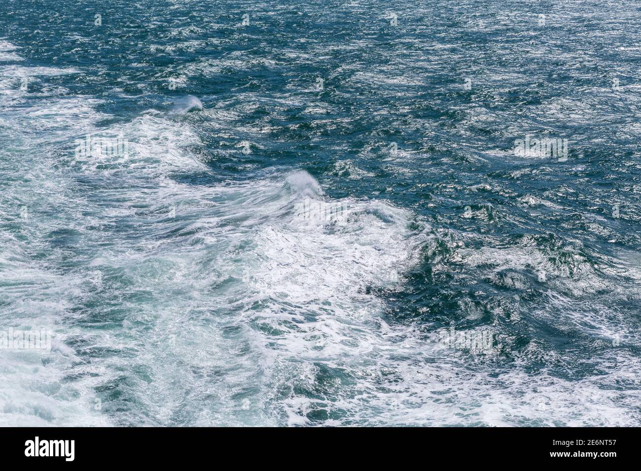 Detail of an enormous stern wave of a big ferry on the North Sea Stock ...