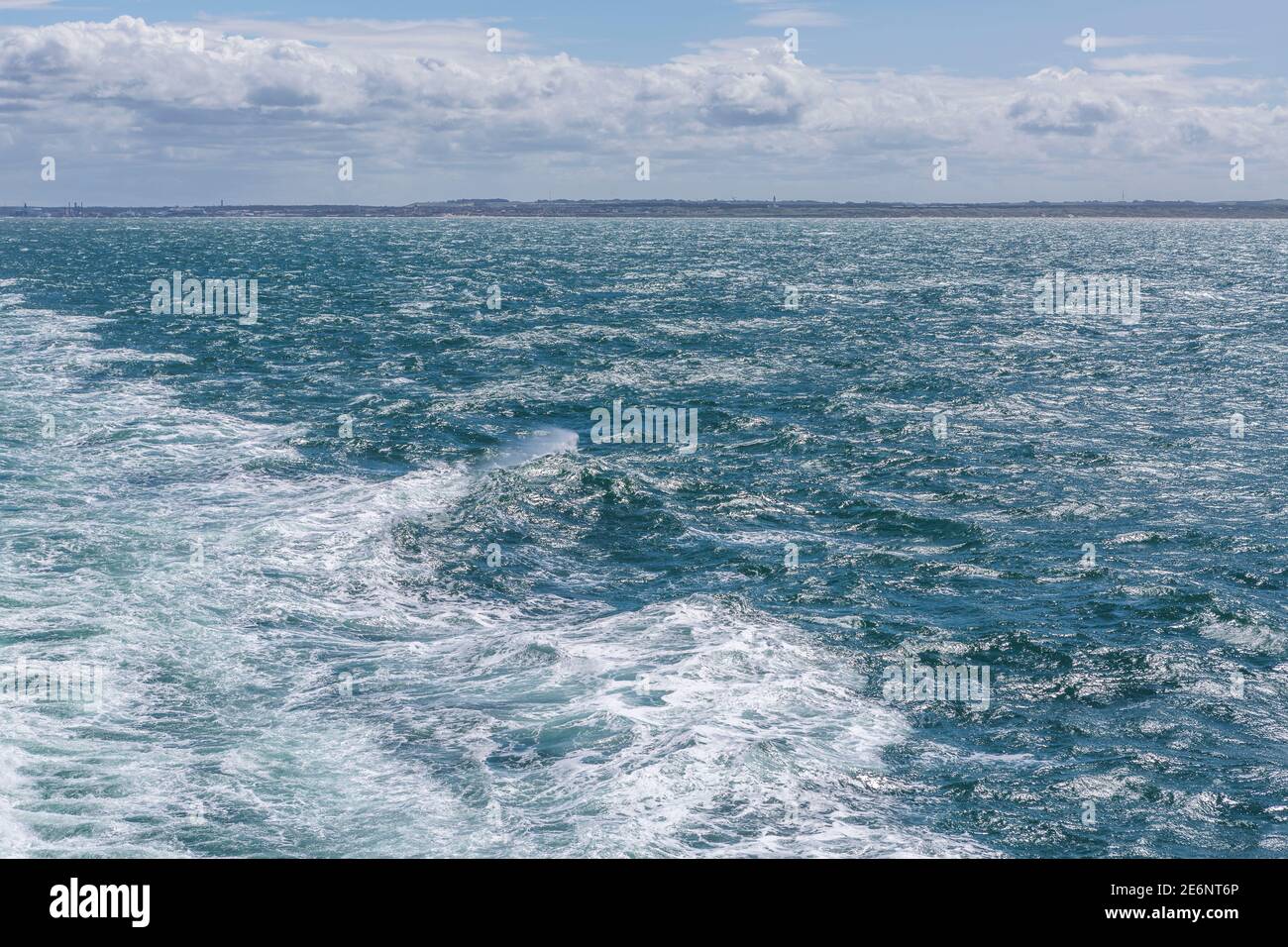 Detail of an enormous stern wave of a big ferry on the North Sea Stock ...