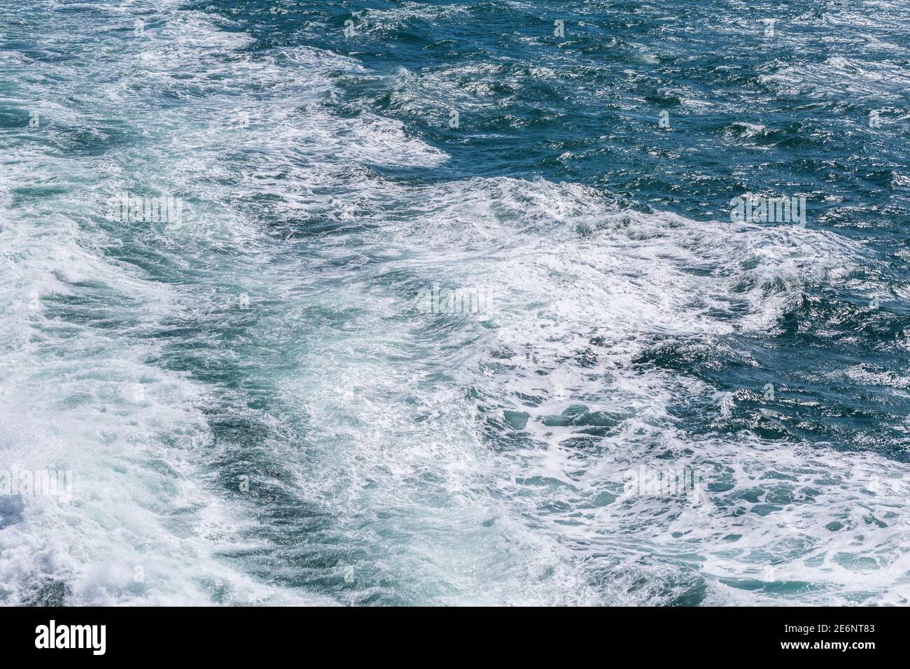 Detail of an enormous stern wave of a big ferry on the North Sea Stock ...