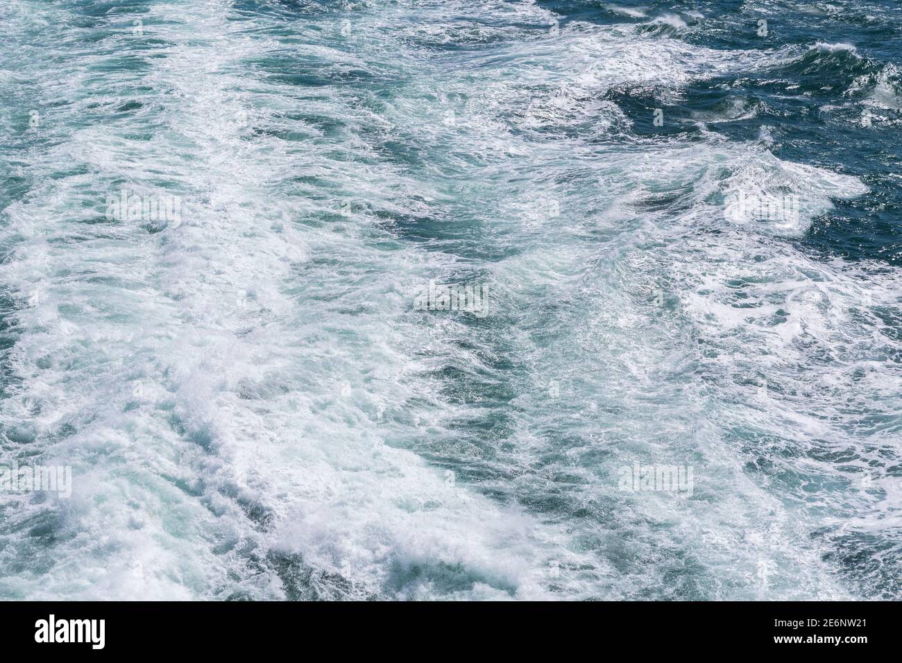 Detail of an enormous stern wave of a big ferry on the North Sea Stock ...