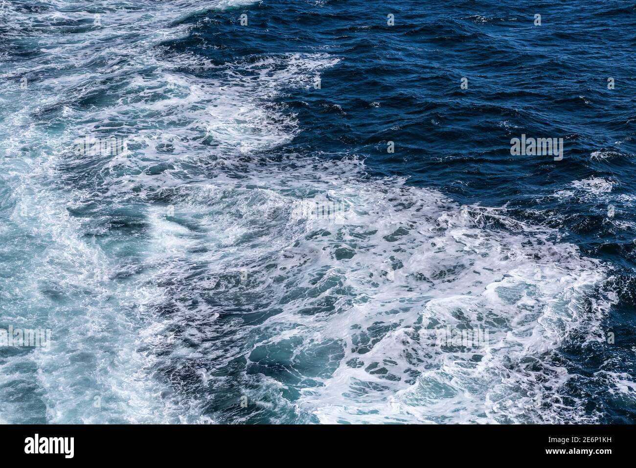 Stern wave of the ferry from Hirtshals, Denmark to Kristiansand, Norway ...