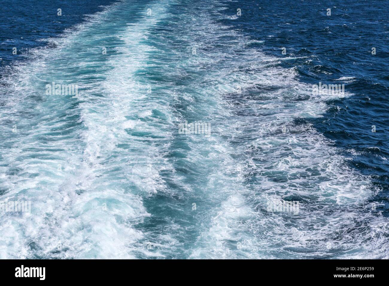 Stern wave of the ferry from Hirtshals, Denmark to Kristiansand, Norway ...